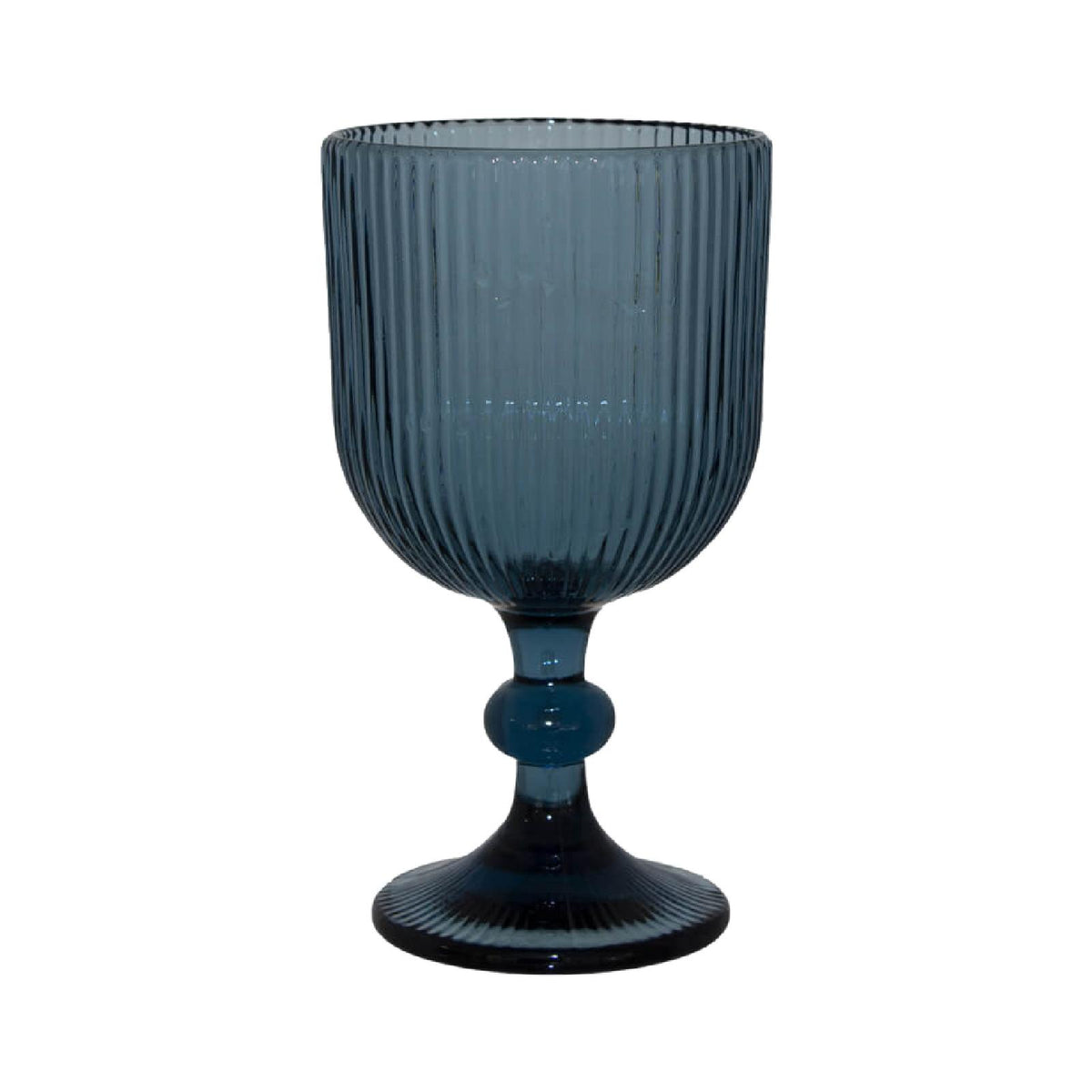 Blue Ribbed Wine Glass – The Home Quarter