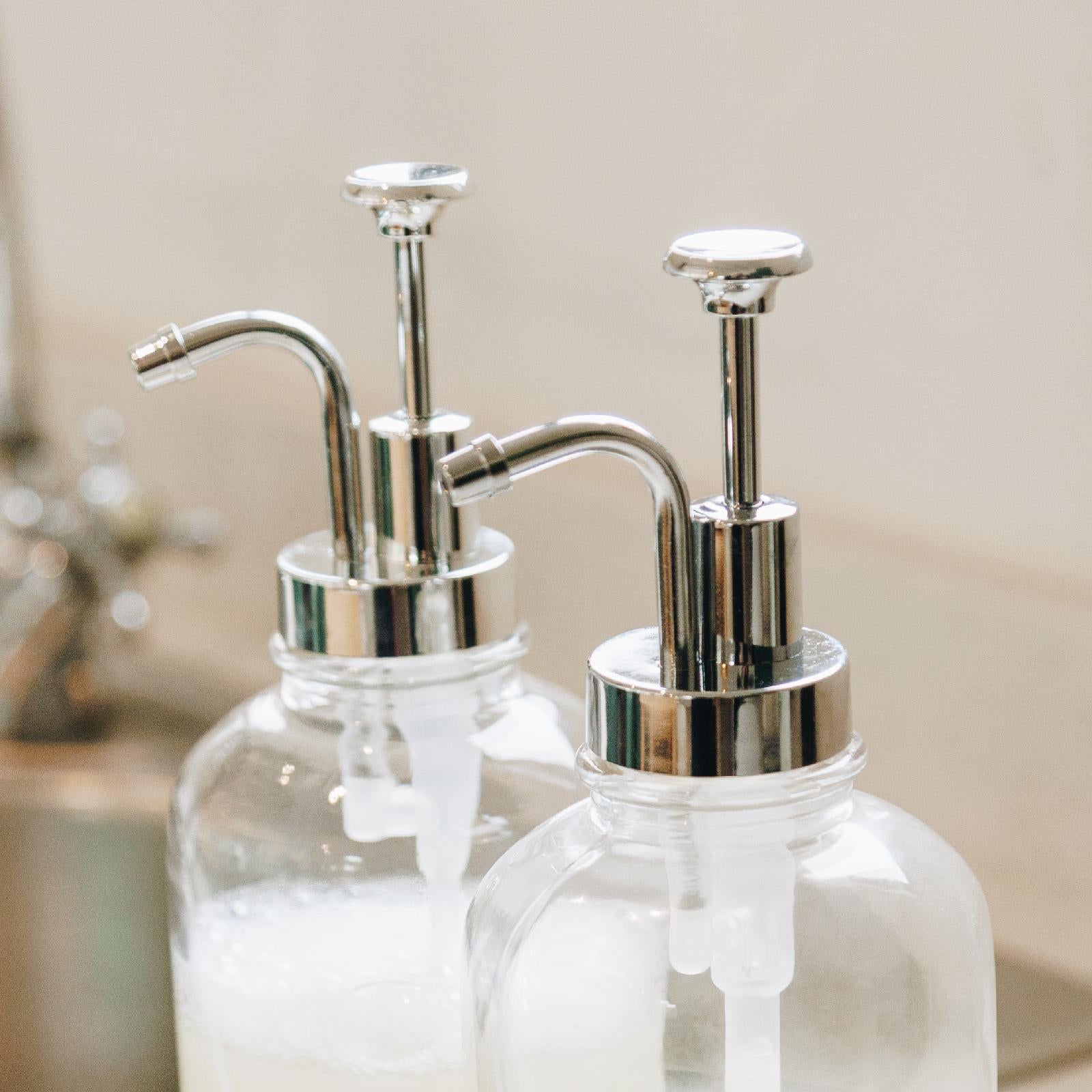 Clear & Silver Dispenser Set With Tray – The Home Quarter